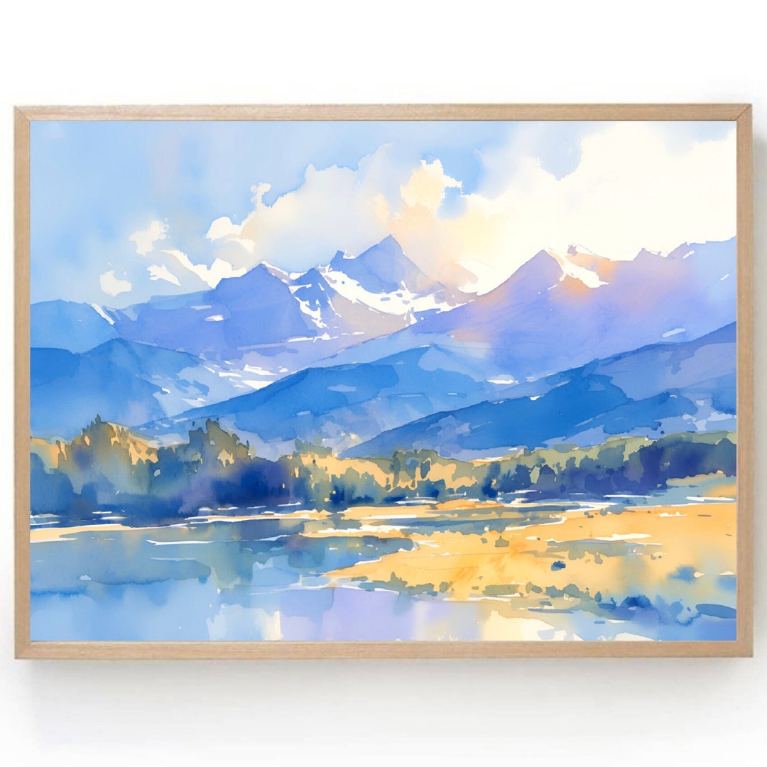 Lake Geneva Print Switzerland Travel Poster Watercolour Art Mountain ...