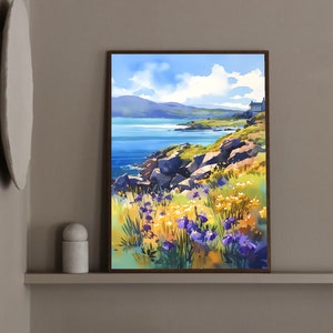 Achill Island Painting Ireland Watercolor Print Wildflowers Wall Art ...