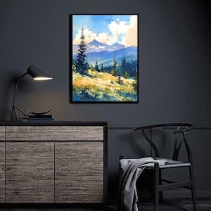 Wasatch Mountains Painting Utah Watercolor Art Print Wildflowers ...