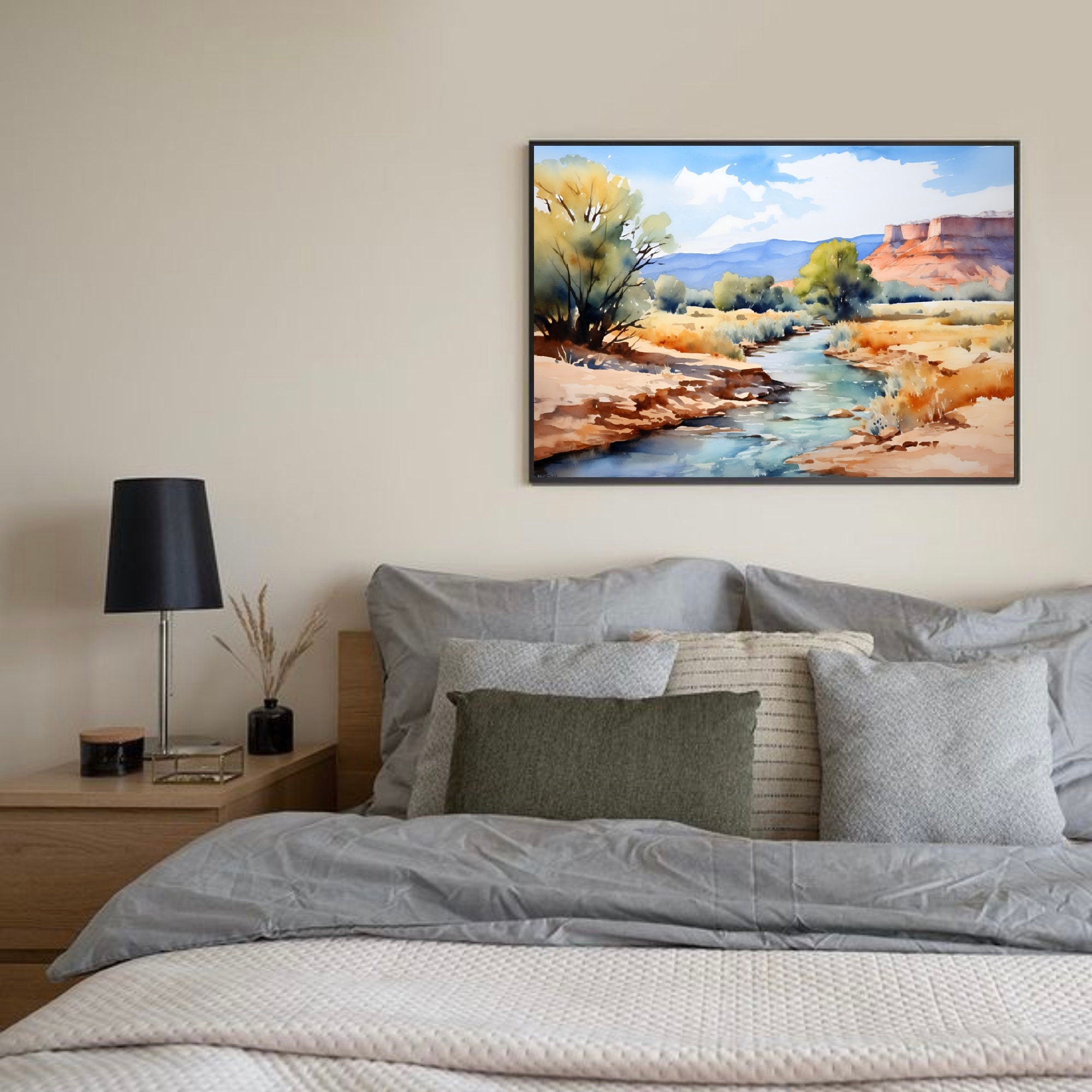 Santa Clara River Watercolor Art Print Utah Mountain River Landscape ...