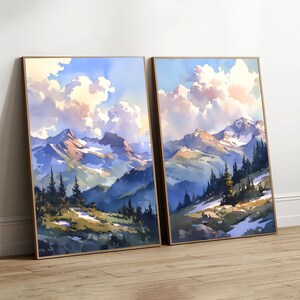 Utah Mountain Painting Set of 2 Prints Uinta Mountains Watercolor Art ...