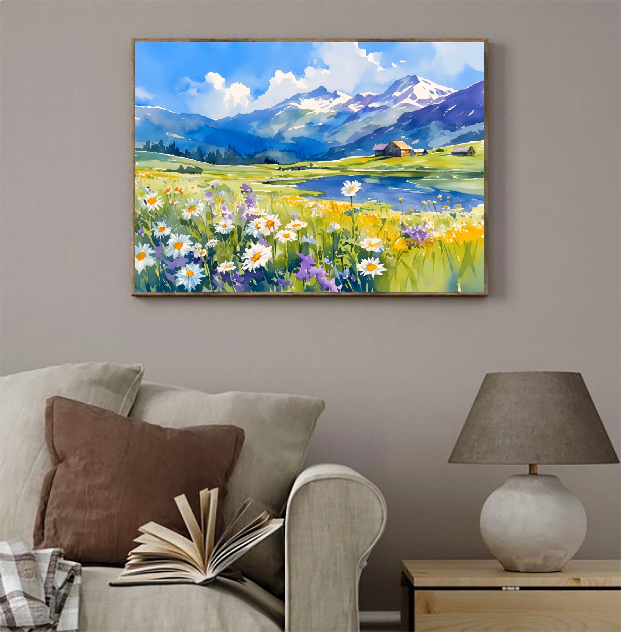 Pennine Alps Painting Daisy Watercolor Art Print Swiss Forest Wall Art ...