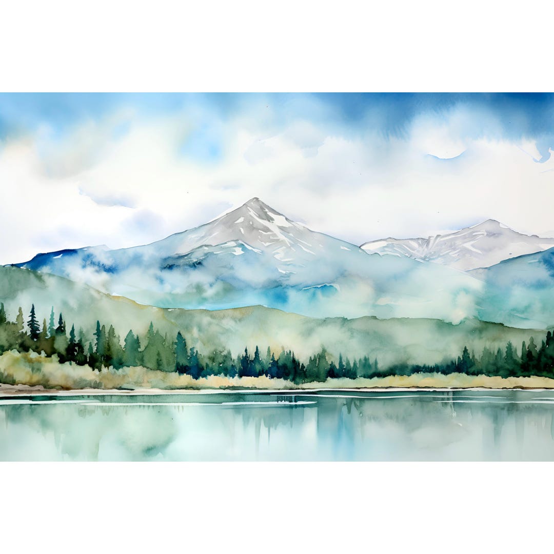 Colorado Watercolor Art Print Rocky Mountains Painting Panoramic ...