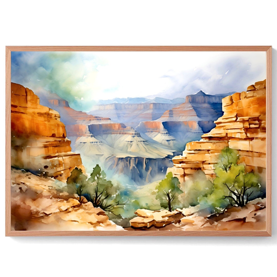 Arizona Mountains Print Landscape Watercolor Painting Grand Canyon ...