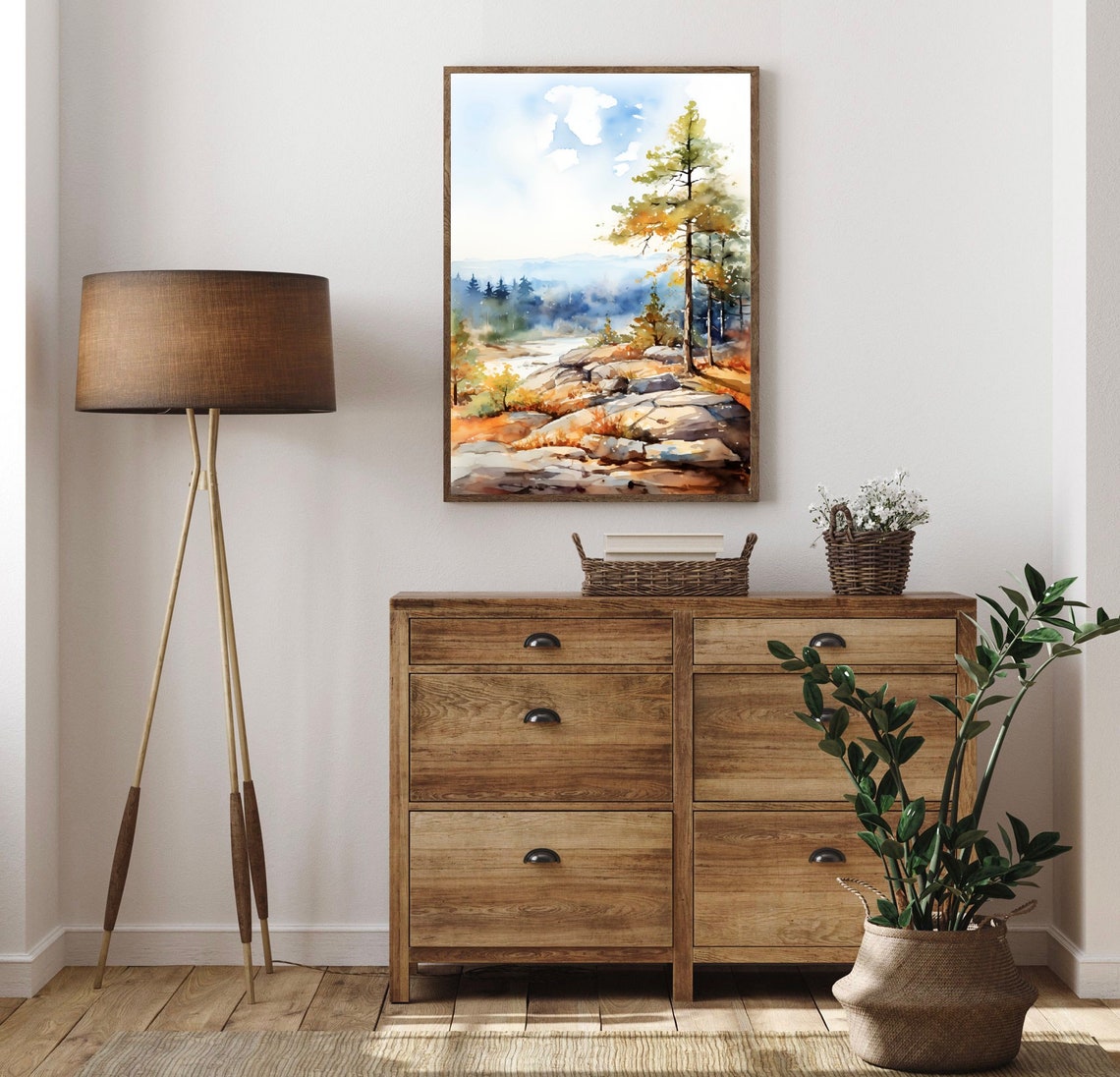 Cheaha State Park Alabama Landscape Painting Art Print Beige Blue Wall ...