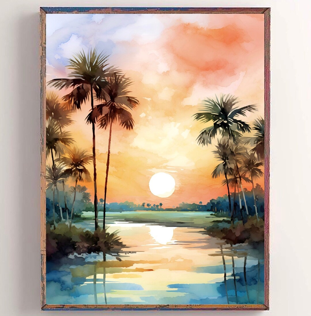 Florida Sunrise Watercolor Palm Beach Art Print Everglades National ...