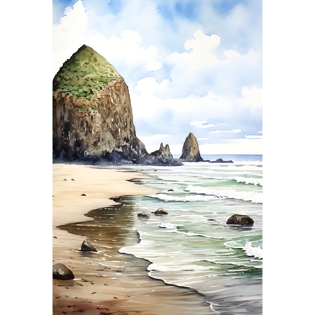 Cannon Beach Oregon Coast Print Haystack Rock Art Oregon Landscape ...