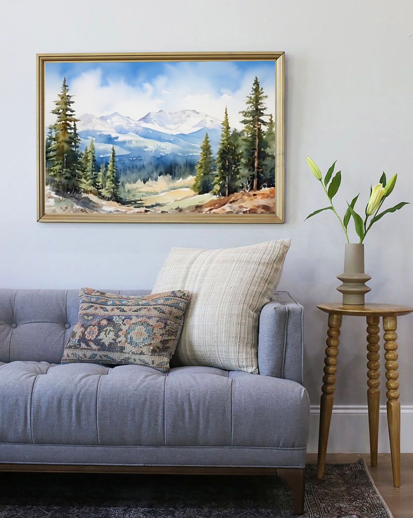Bitterroot Mountain Print Montana Landscape Wall Art Aspen Painting ...