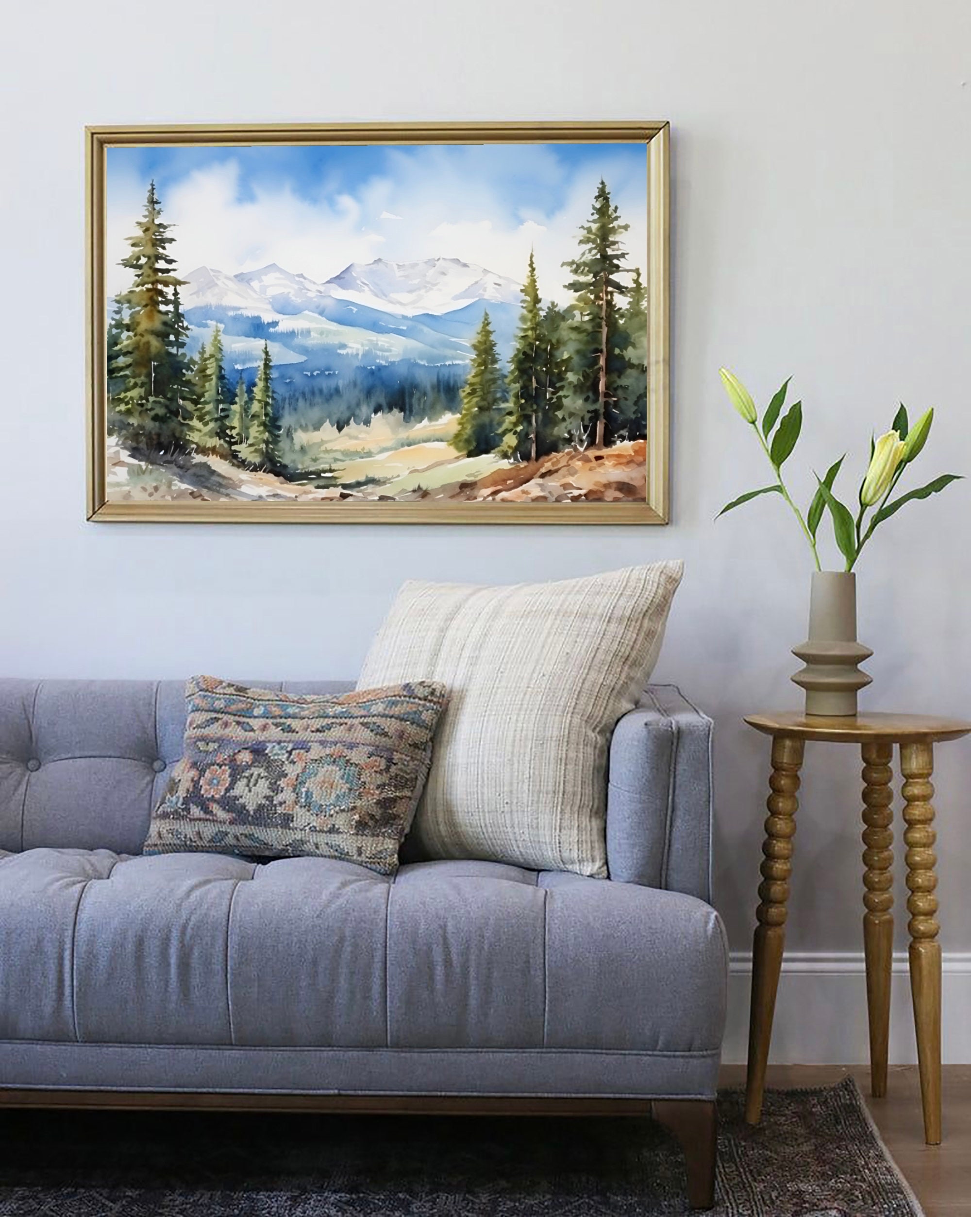 Bitterroot Mountain Print Montana Landscape Wall Art Aspen Painting ...