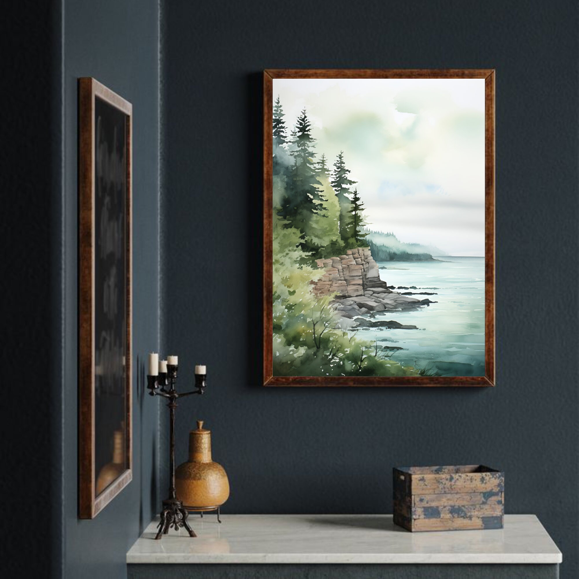 Superior Lake Watercolor Painting Wisconsin Landscape Wall Art ...