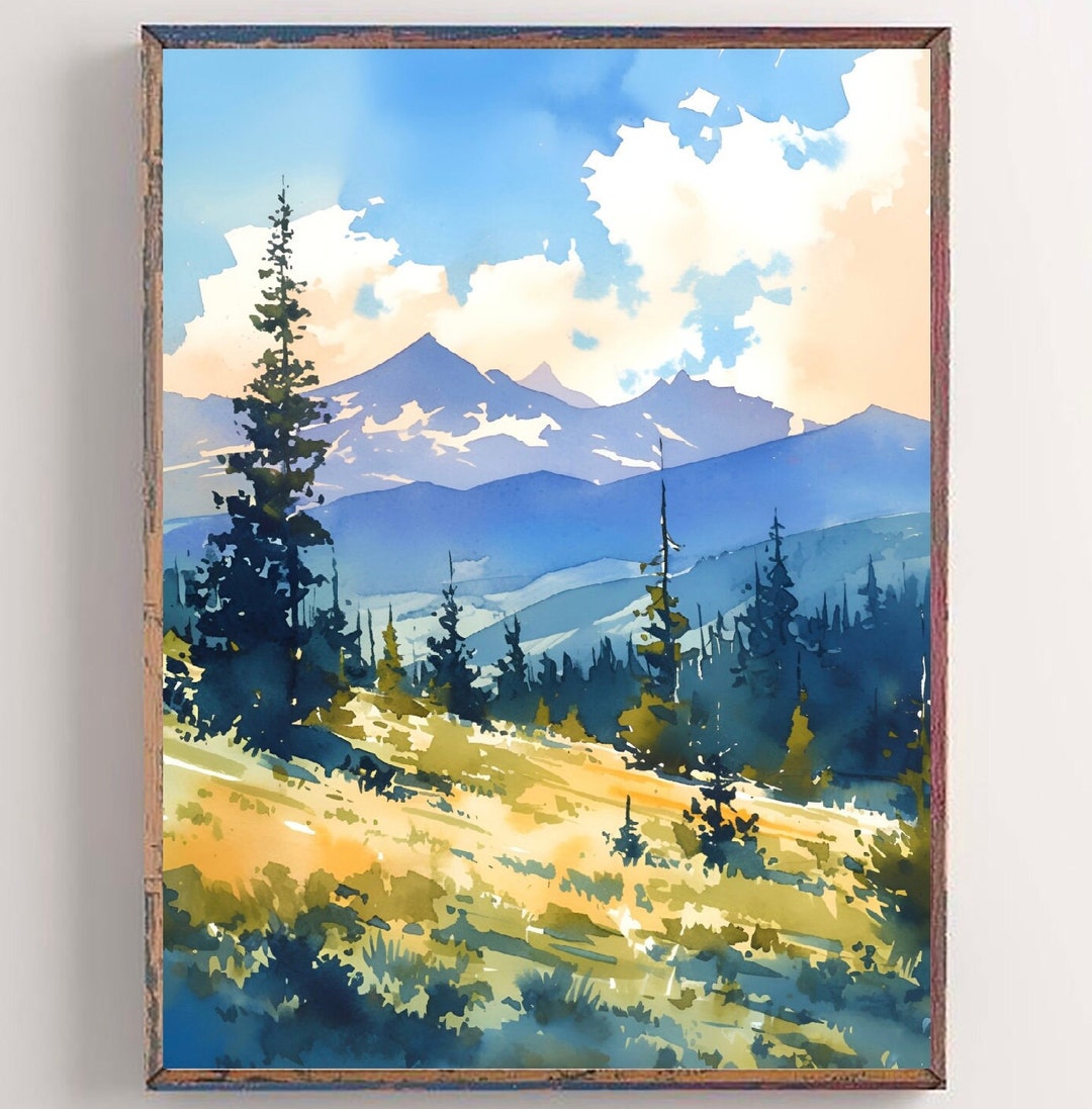 Wasatch Mountains Painting Utah Watercolor Art Print Wildflowers ...