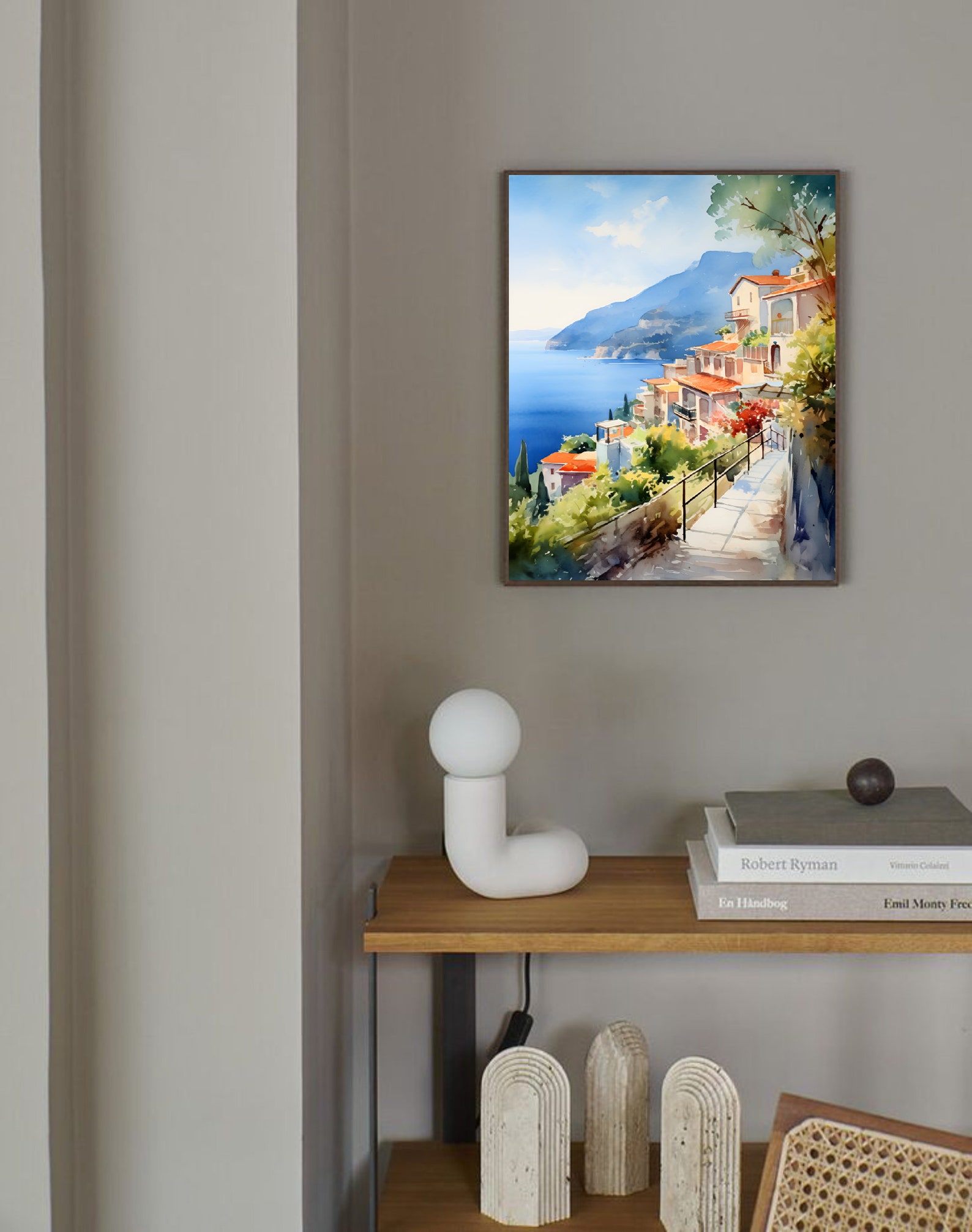 Sorrento Italy Painting Watercolor Coastal Wall Art Amalfi Coast ...