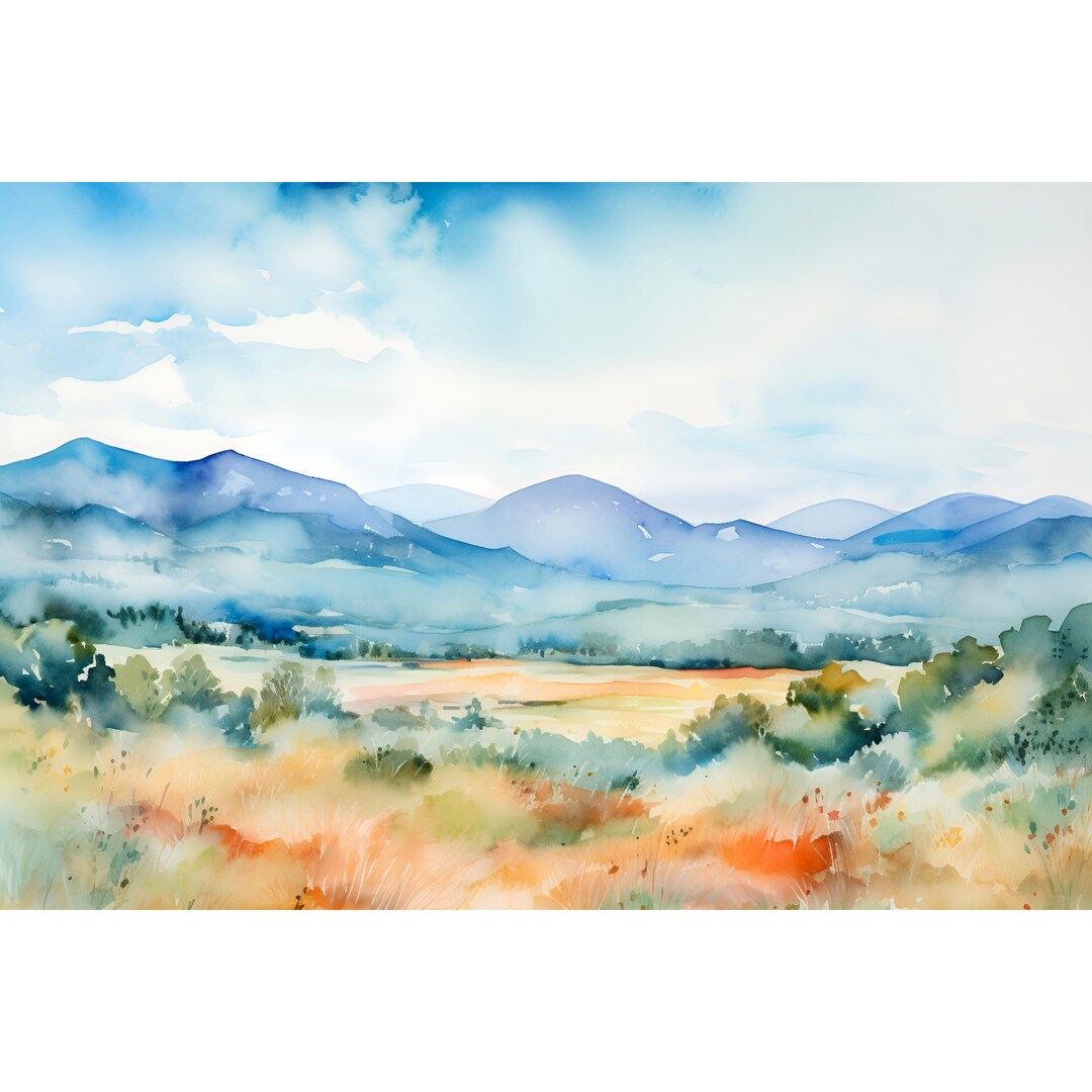 Missouri Plateau Painting North Dakota Watercolor Print Mountain Valley ...