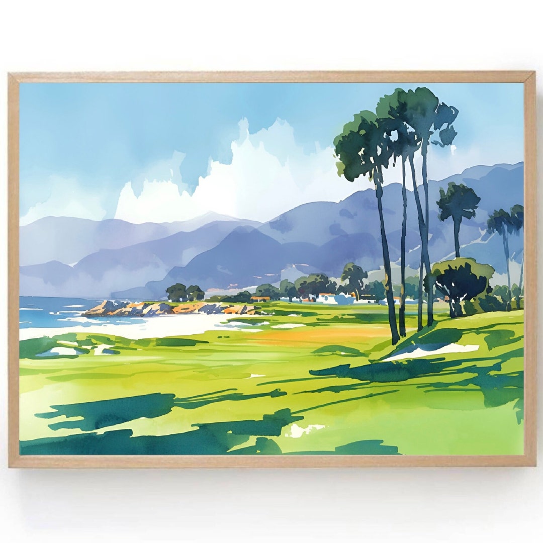 Pebble Beach Wall Art Monterey County Golf Print Watercolor Art ...