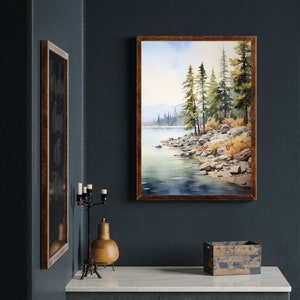 Lake Michigan Wall Art Wisconsin Landscape Painting Forest Lake ...