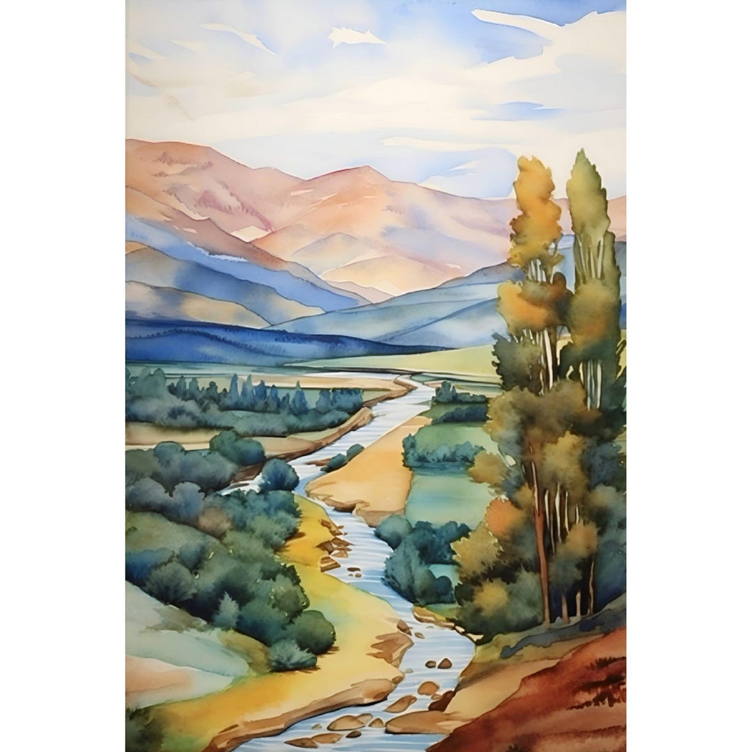 Colorado Watercolor Painting Rio Grande River Landscape San Juan ...