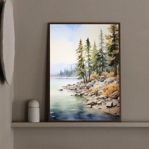 Lake Michigan Wall Art Wisconsin Landscape Painting Forest Lake ...