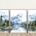 Mountain Set of 3 Nature Landscape National Park Poster Watercolor Lake ...