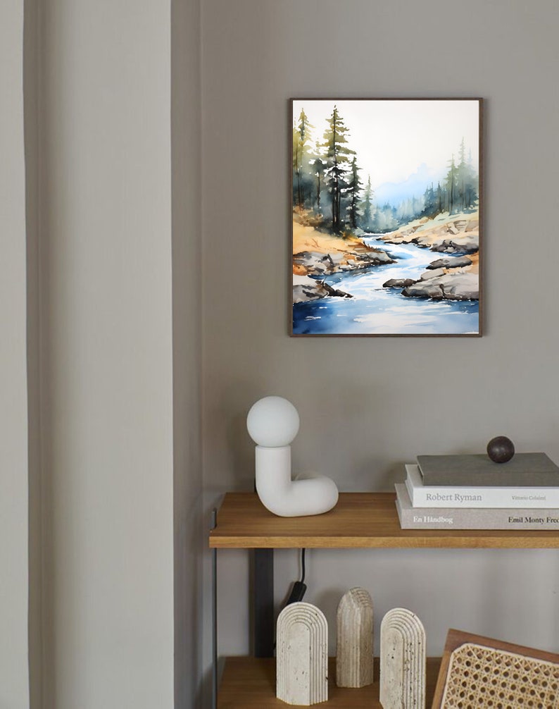 Yellowstone National Park Art Print Mountain Forest Watercolor Painting ...