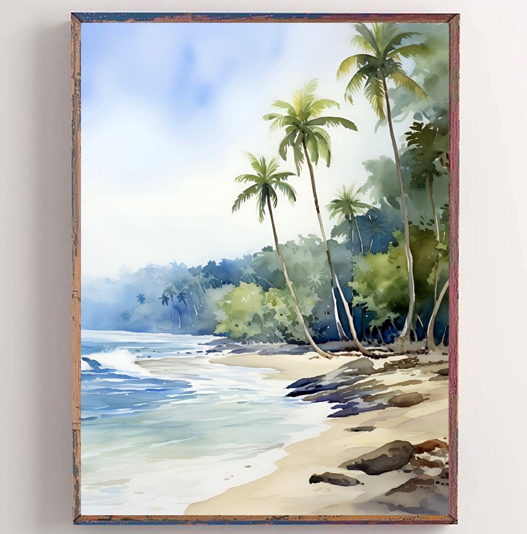 Mexico Beach Print Yucatan Watercolor Painting Tropical Art Print ...