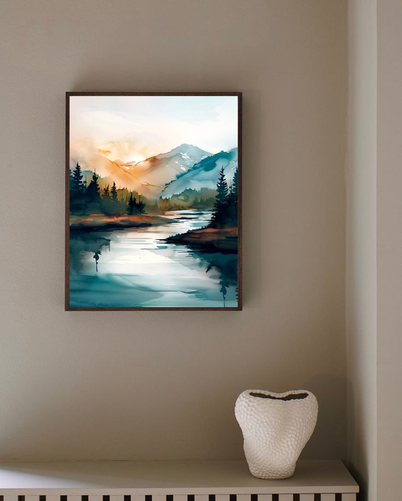 Colorado Watercolor Art Print Pine Trees Painting Mountain Lake ...