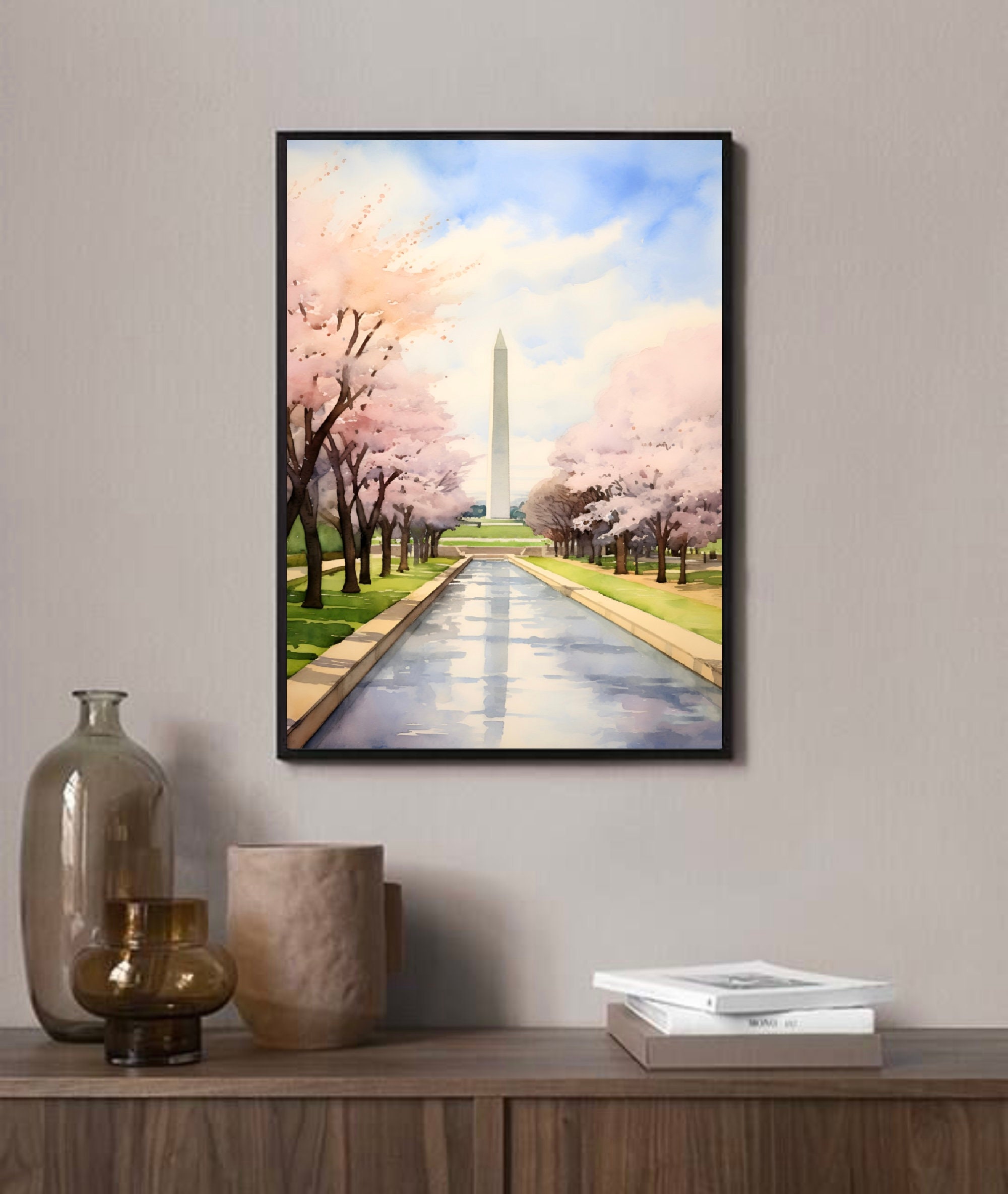 Washington Monument Poster Large Watercolor Painting Washington DC Art ...