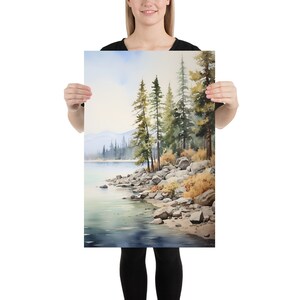 Lake Michigan Wall Art Wisconsin Landscape Painting Forest Lake ...