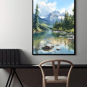 Colorado Mountains Watercolor Painting Grand Lake Art Print Rocky ...