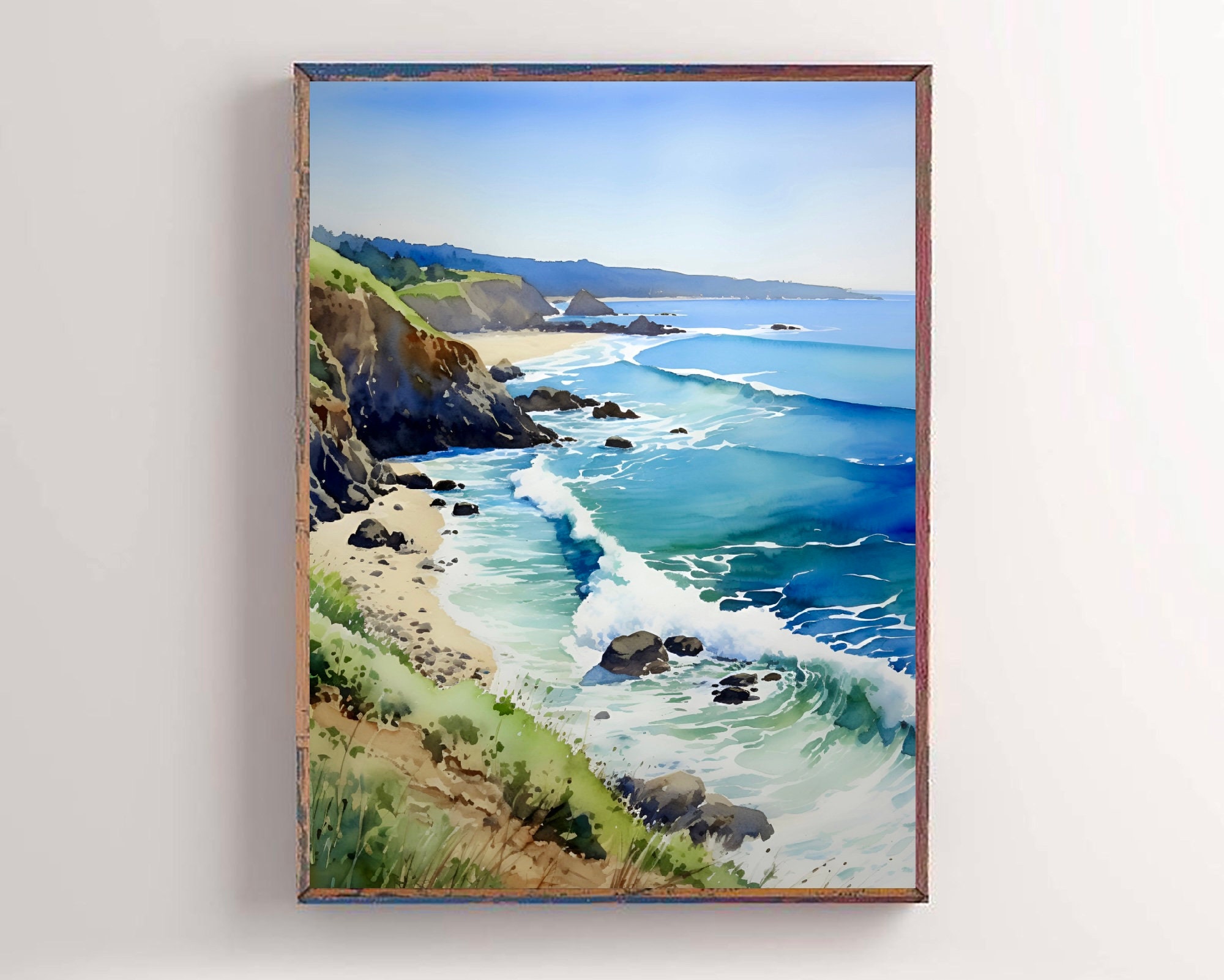 Rincon Island Painting Beach Scene Art Print California Wall - Etsy