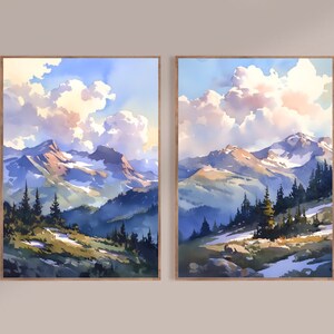 Utah Mountain Painting Set of 2 Prints Uinta Mountains Watercolor Art ...