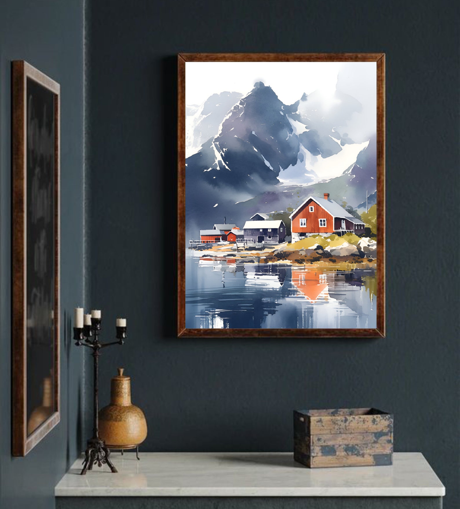 Bergen Watercolor Art Print Scandinavian Wall Art Norway Travel Print ...