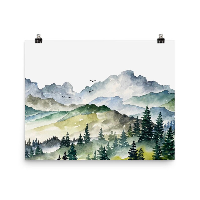 Great Smoky Mountains National Park Art Watercolor Painting Minimalist ...