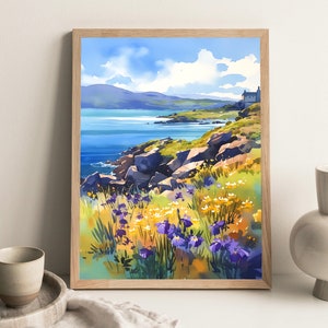 Achill Island Painting Ireland Watercolor Print Wildflowers Wall Art ...