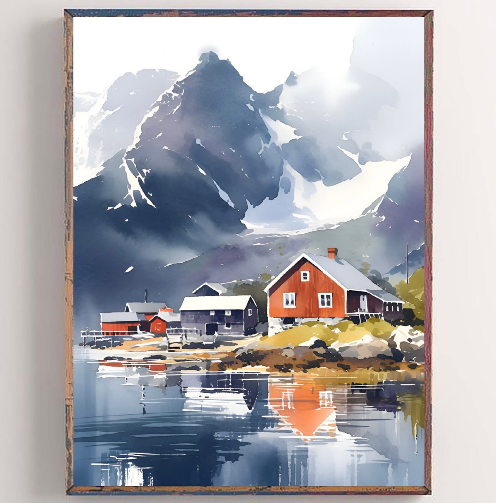 Bergen Watercolor Art Print Scandinavian Wall Art Norway Travel Print ...