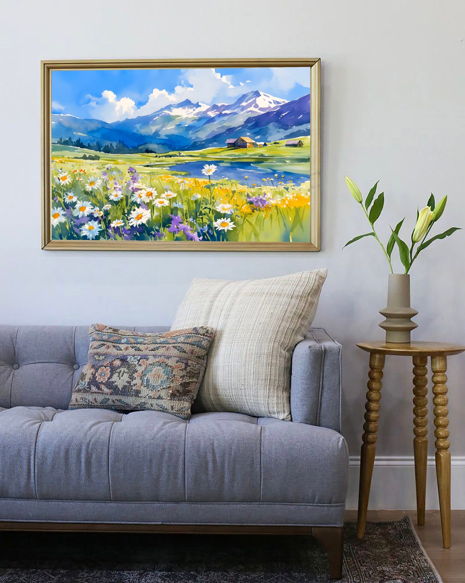 Pennine Alps Painting Daisy Watercolor Art Print Swiss Forest Wall Art ...