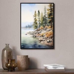 Lake Michigan Wall Art Wisconsin Landscape Painting Forest Lake ...