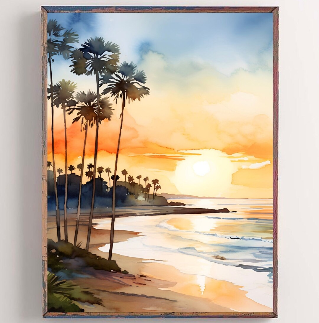 Laguna Beach Print California Watercolor Painting Large Beach Art Print ...