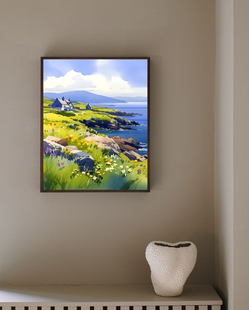 Achill Island Painting Ireland Watercolor Print Keen Bay Irish ...