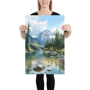 Colorado Mountains Watercolor Painting Grand Lake Art Print Rocky ...