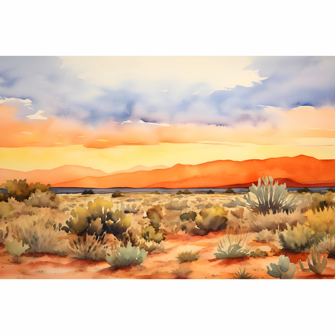 Sonoran Desert Print Watercolor Painting Sunset Giclee Print Phoenix ...