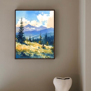 Wasatch Mountains Painting Utah Watercolor Art Print Wildflowers ...