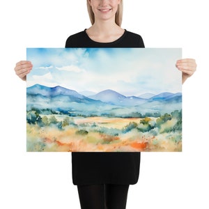 Missouri Plateau Painting North Dakota Watercolor Print Mountain Valley ...