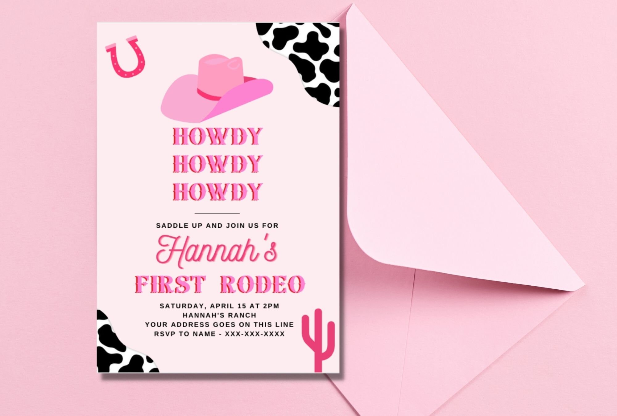 First Rodeo Birthday Invitation Template | Cowgirl Birthday Invite ...