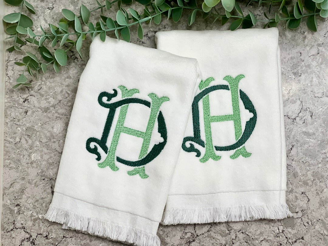 Embroidered Chic Double Initial Monogrammed Fingertip Towels Set of Two ...