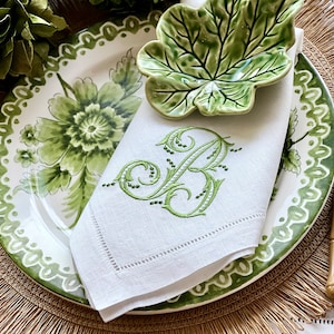 Embroidered Royal Dot Monogrammed Linen Dinner Napkins Set of Four - Etsy