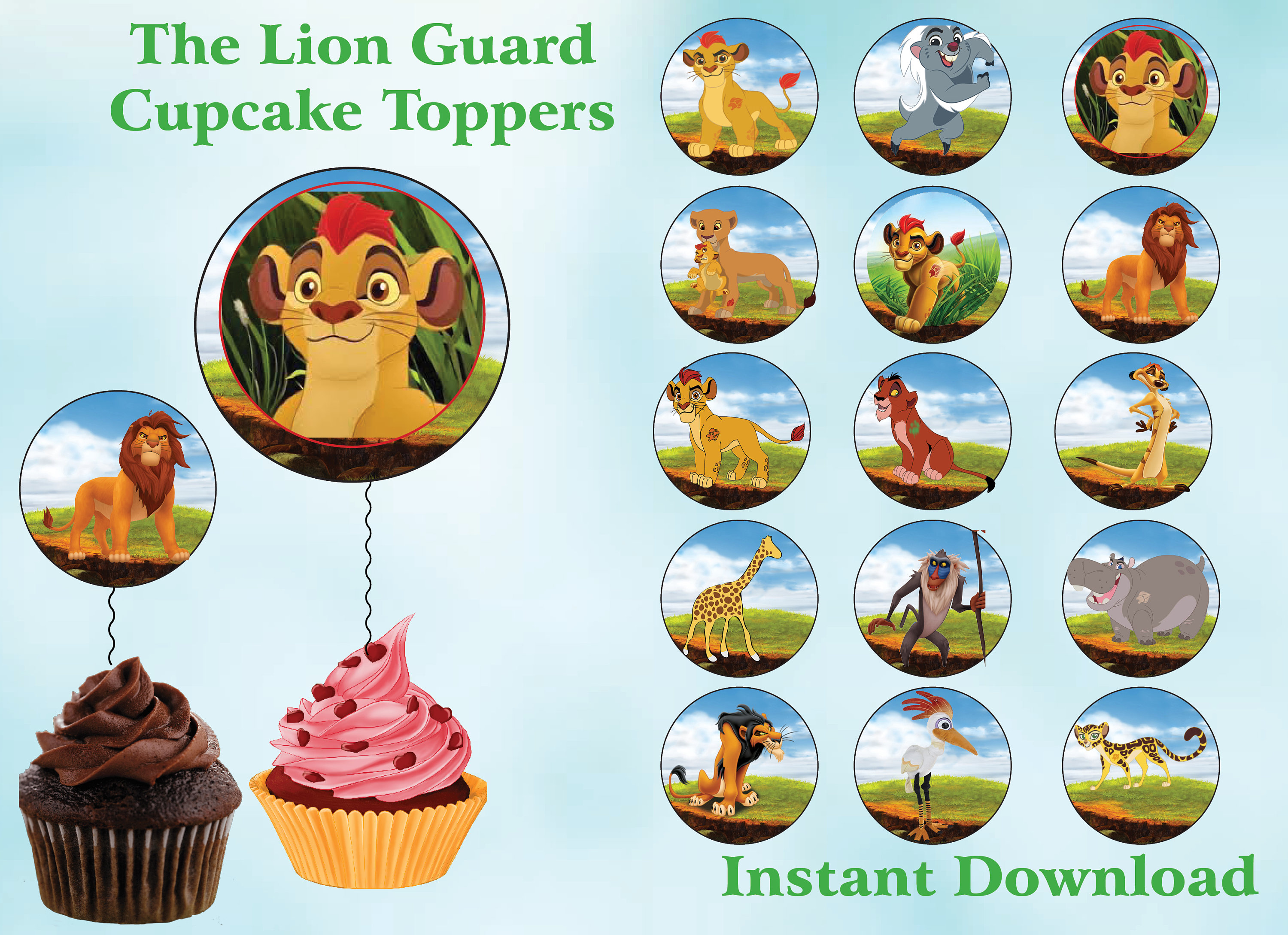 Etsy Printable Lion King Cupcakes
