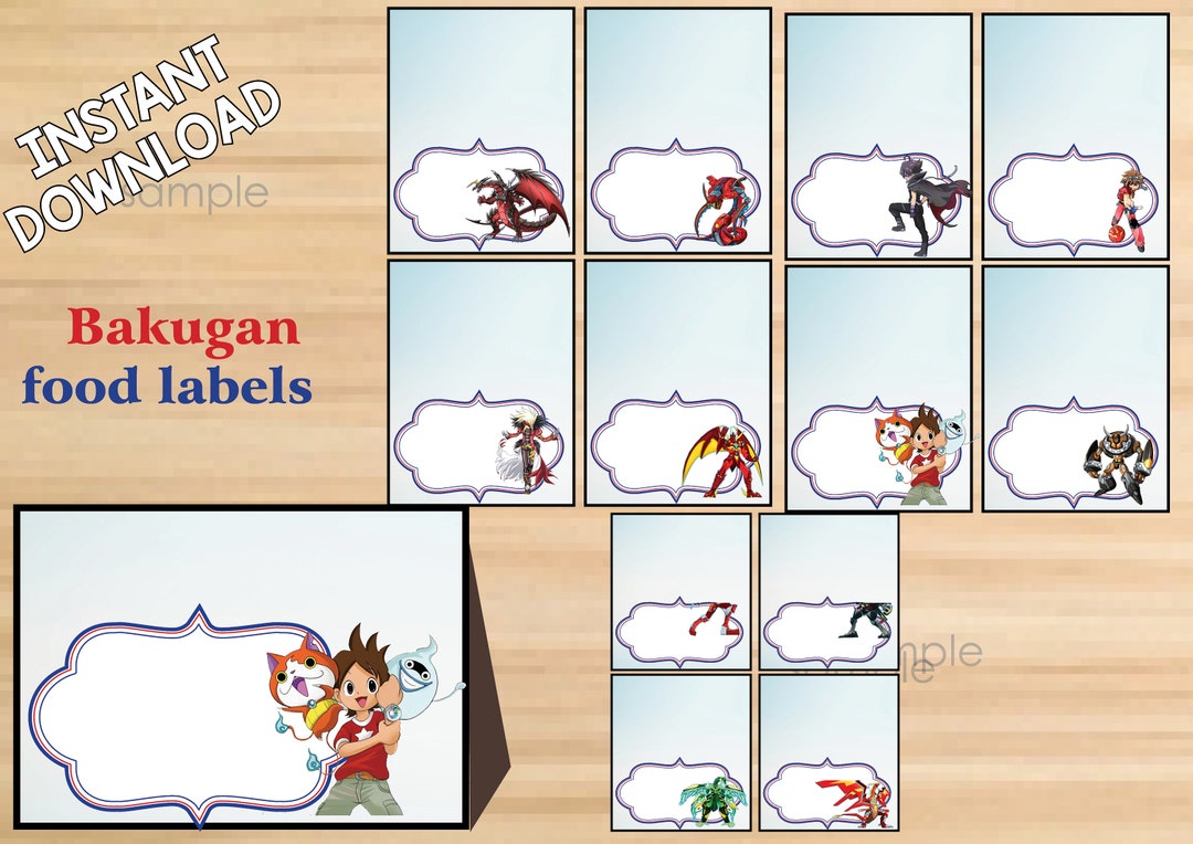 Instant Download Bakugan Food Labels , Bakugan Party, Bakugan Birthday ...