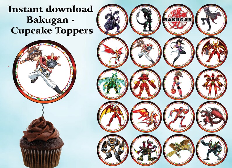 Instant Download Bakugan Cupcakes Toppers , Bakugan Party, Bakugan ...
