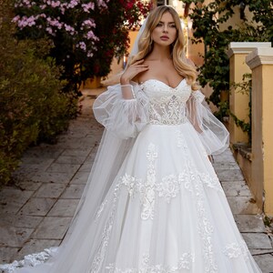 Off-shoulder Wedding Dress, Open Back Wedding Dress, Sweetheart Wedding ...