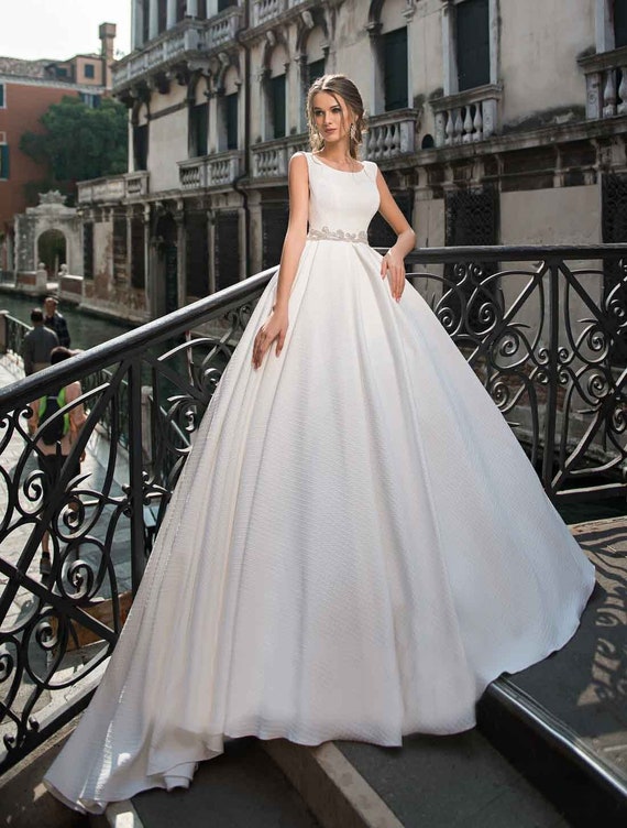 Simple Wedding Dress Satin Wedding Gown Romantic Bridal - Etsy